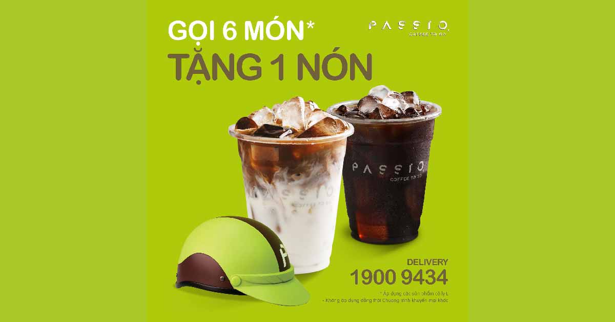 Passio Coffee Vietnam: Gọi 6 món nước, tặng ngay nón bảo hiểm - TienDauRoi