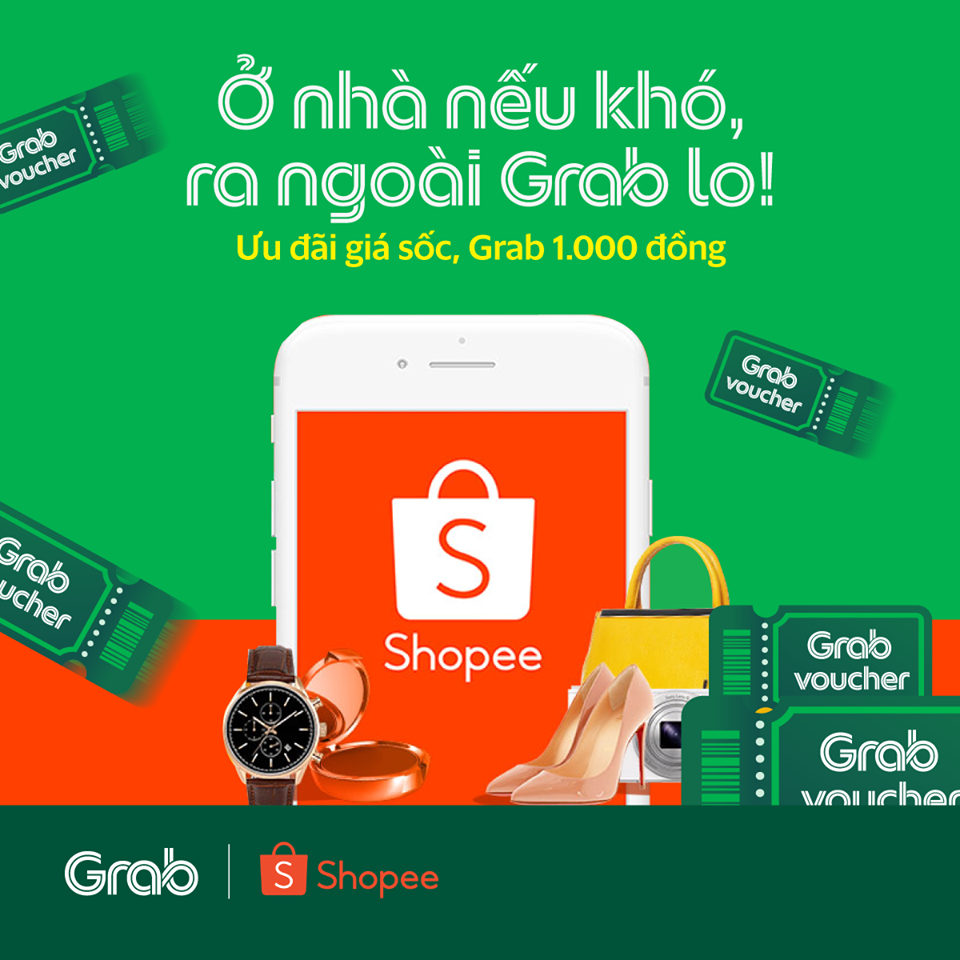 [Shopee x Grab] Flash Sale Voucheer - Đi Grab chỉ 1.000đ - TienDauRoi
